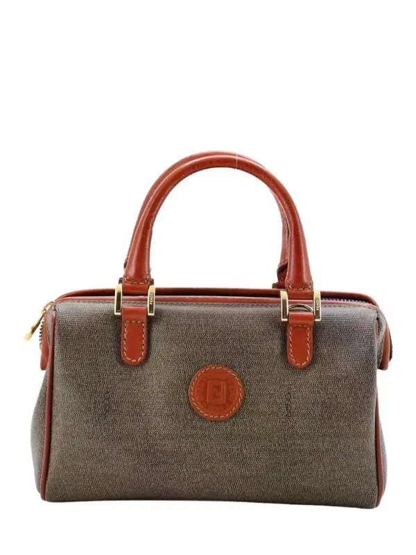 Fendi Vintage Pequin Convertible Boston Bag Coated Canvas Mini Satchel - Brown