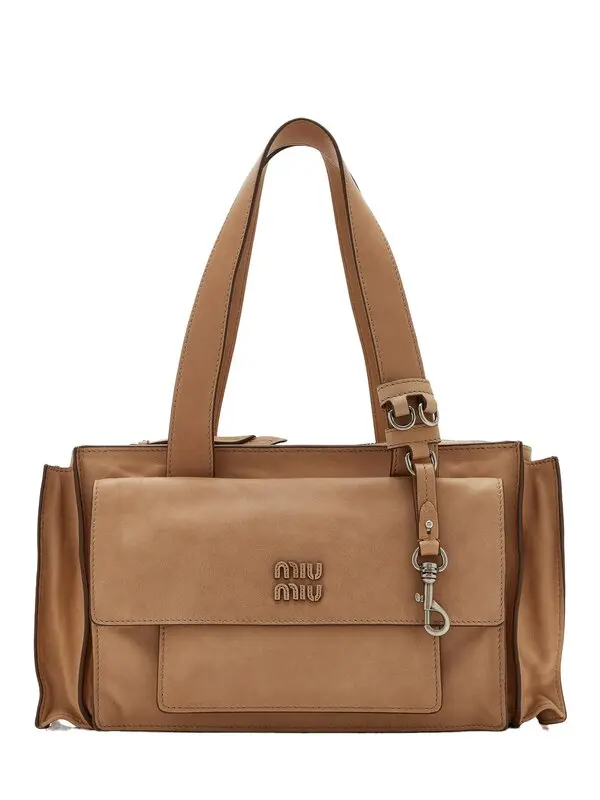 Miu Miu Pocket Leather Shoulder Bag - Brown