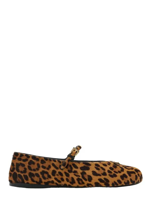 Prada Ballerina Leather Flats - Animal