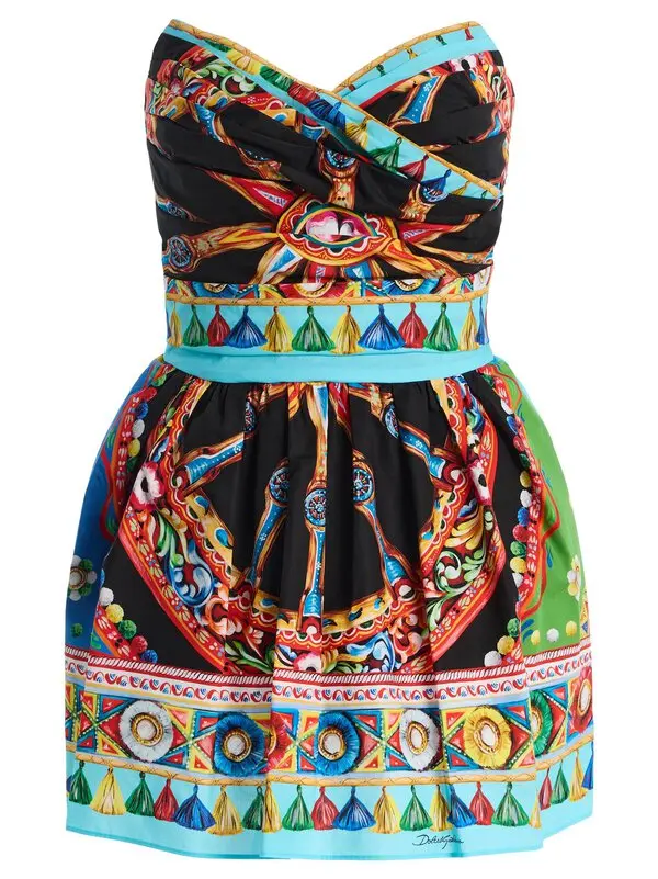 Dolce & Gabbana Printed Sweetheart Neckline Mini Dress - Print