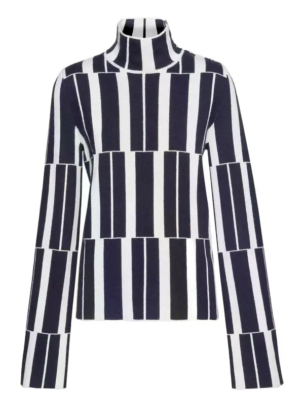 FERRAGAMO Stripe-pattern Cashmere Jumper - Blue