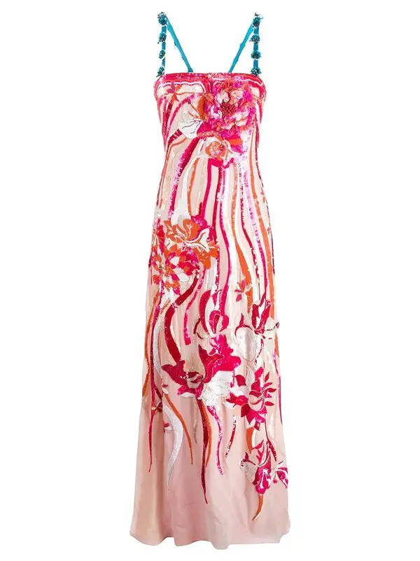 Emilio Pucci Sequined Floral Appliqué Dress - Neutrals