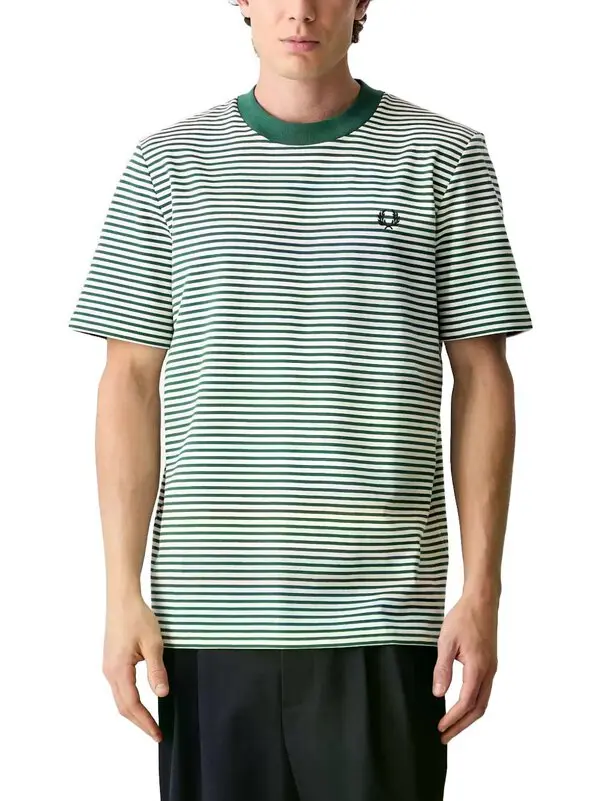 Fred Perry Striped Embroidered-logo T-shirt - Green