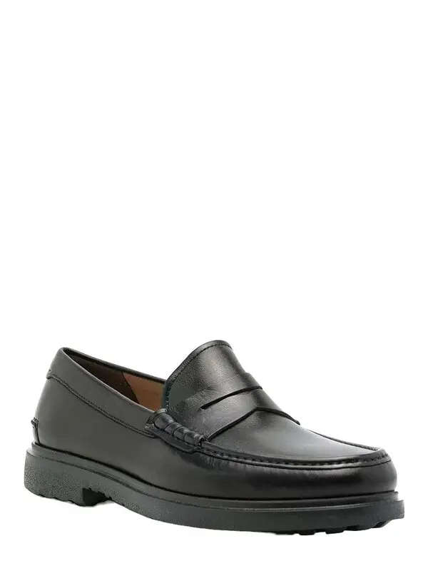 FERRAGAMO Leather Penny Loafers - Black