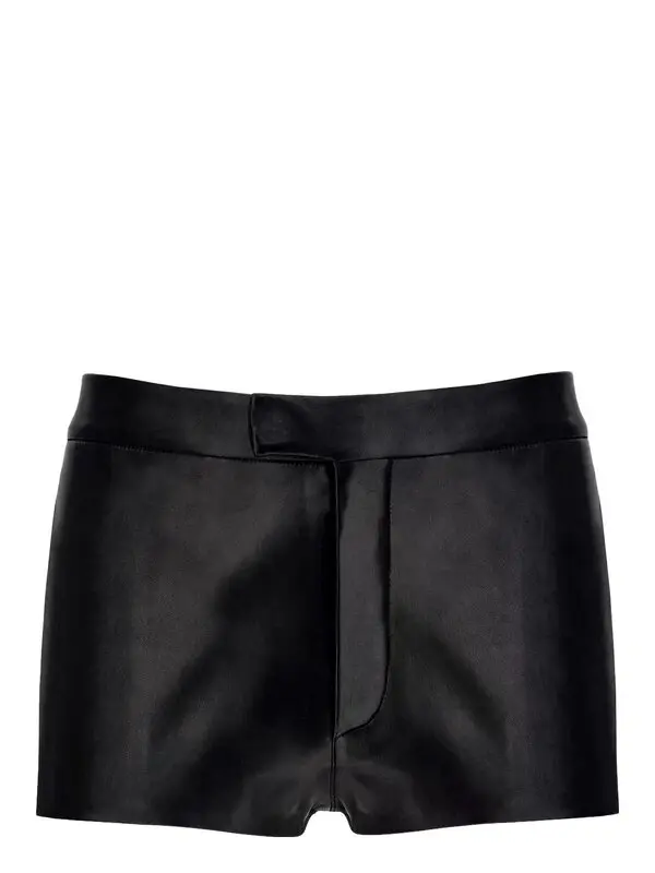 FERRAGAMO Nappa-leather Mini Shorts - Black