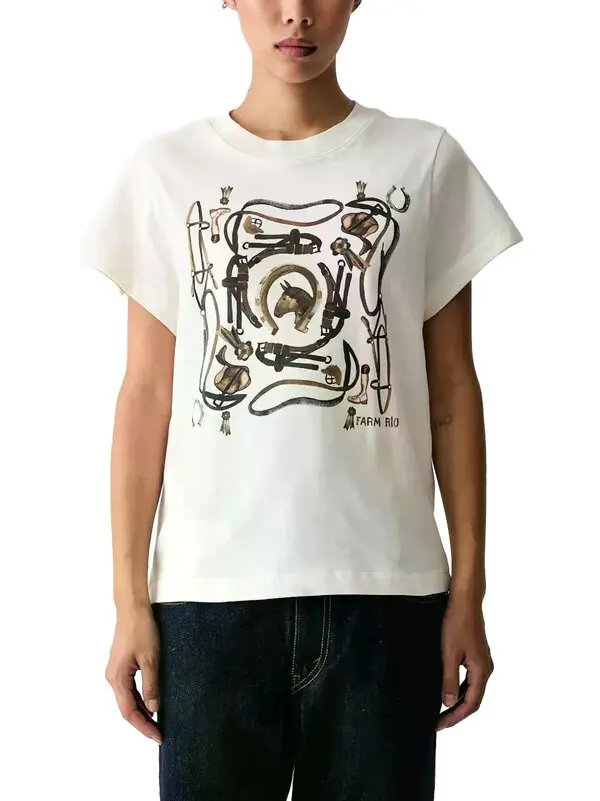Farm Rio Graphic-print T-shirt - Neutrals