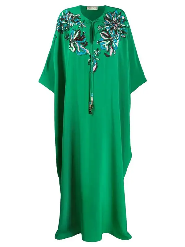 Emilio Pucci Long Beaded Kaftan - Green
