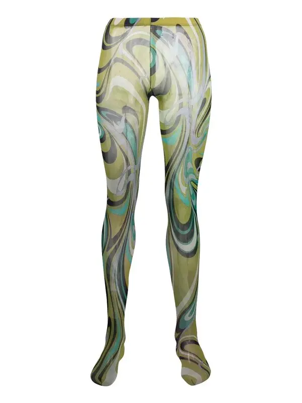 Emilio Pucci Semi-sheer Graphic-print Tights - Green