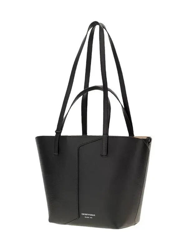 Emporio Armani Logo-print Leather Shoulder Bag - Black