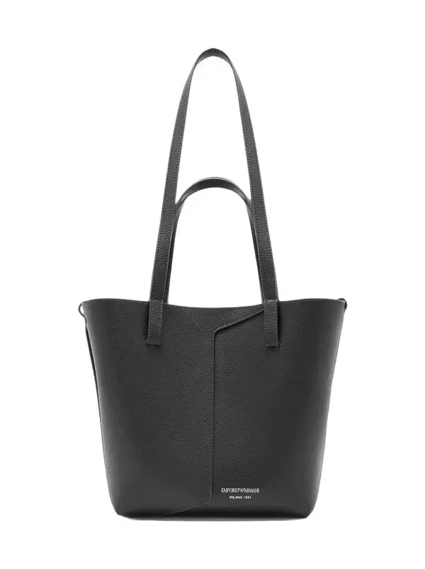 Emporio Armani Logo Print Leather Shoulder Bag - Black