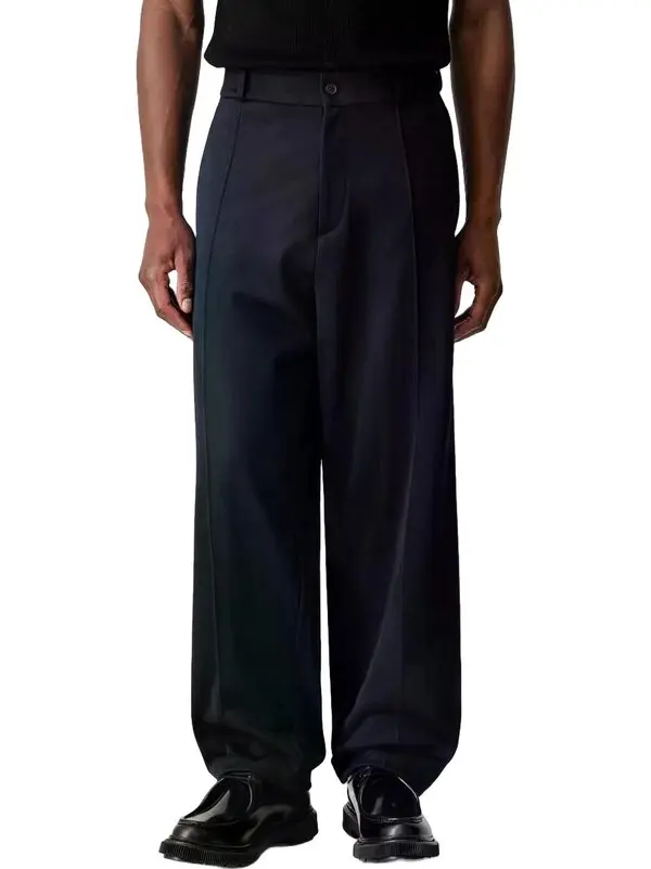 Fred Perry Embroidered-logo Wide-leg Trousers - Blue