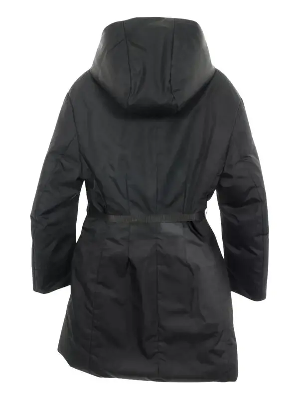 Prada 2010s Triangular-logo Hooded Coat - Black