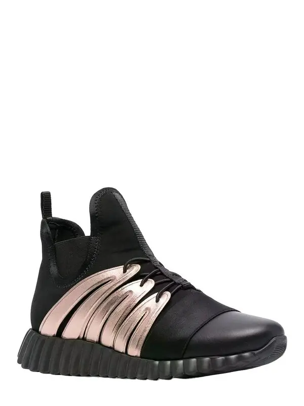 FERRAGAMO Wavy Sole High-top Sneakers - Black