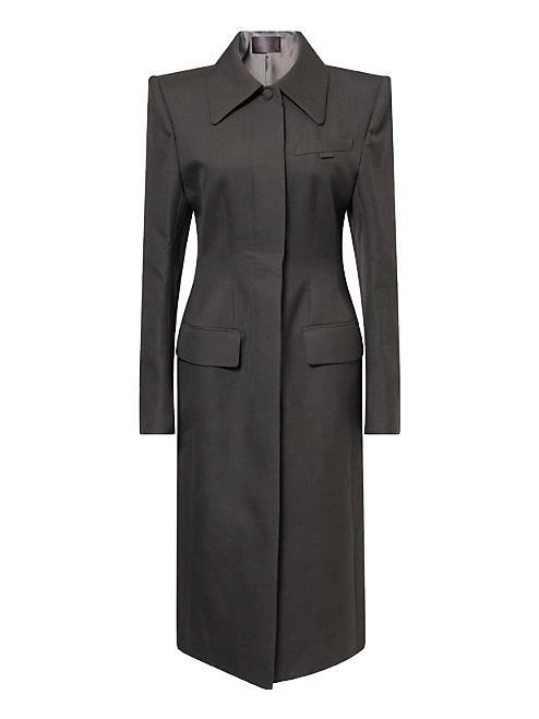 MUGLER Tailored Hourglass Wool Coat - Anthracite