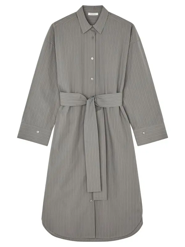 BY MALENE BIRGER Derris Organic Cotton Midi Dress - Grey Stripe