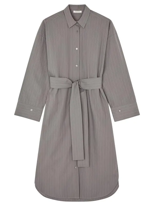 BY MALENE BIRGER Derris Organic Cotton Midi Dress - Grey Stripe