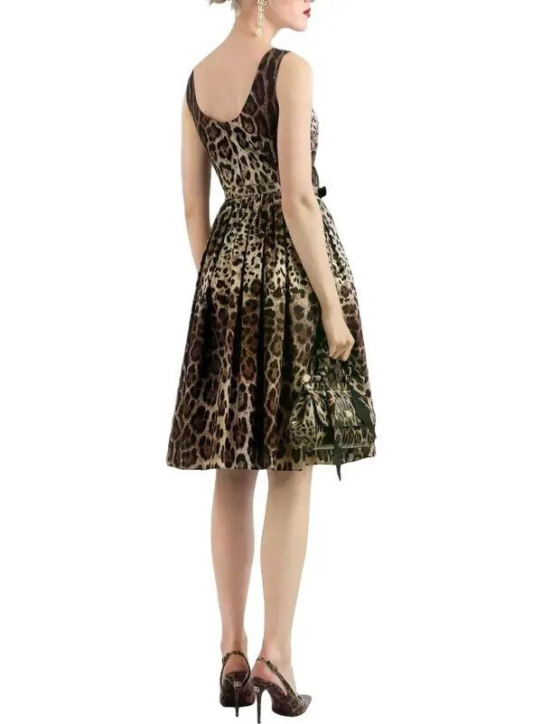 Dolce & Gabbana Leo-print Cotton Poplin Dress - Neutrals