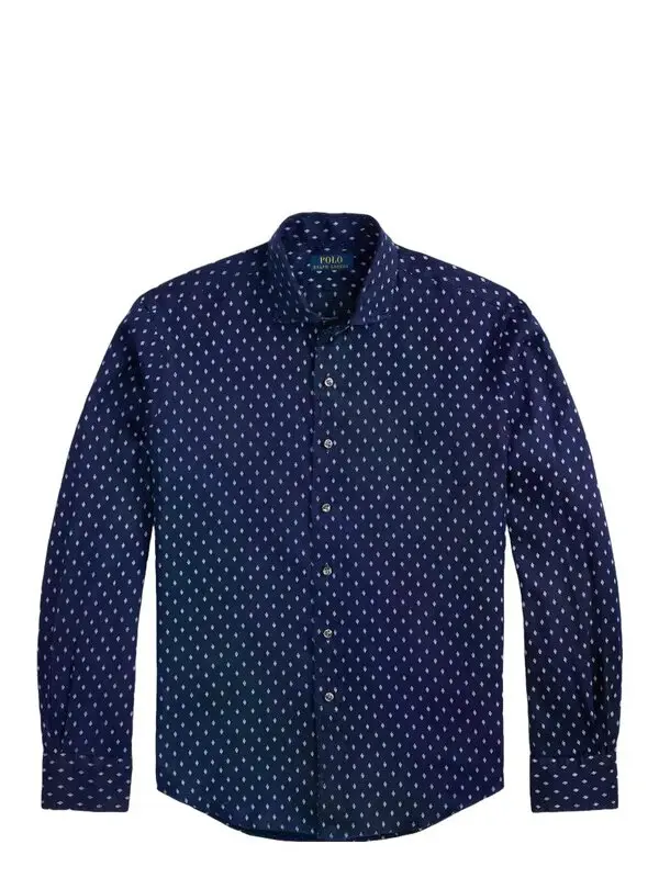 Polo Ralph Lauren Diamond-print Linen Shirt - Blue