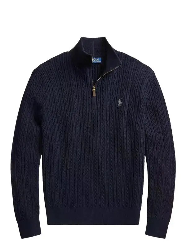Polo Ralph Lauren Cable-knit Quarter-zip Sweater - Blue