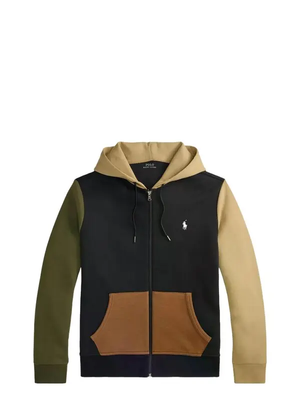 Polo Ralph Lauren Colour-block Logo-embroidered Hoodie - Black