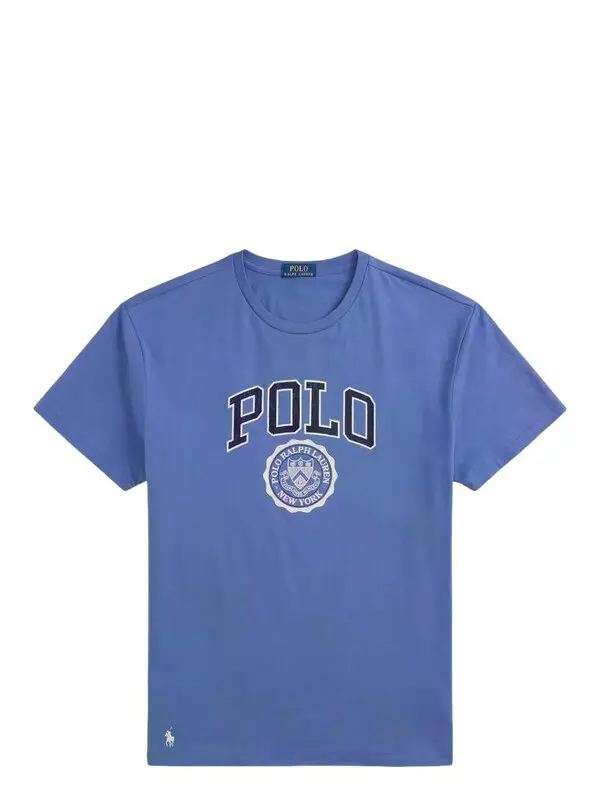 Polo Ralph Lauren Logo-flocked Crest-print T-shirt - Blue