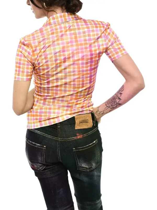 Dsquared2 Checked Short-sleeve Multi Shirt - Orange