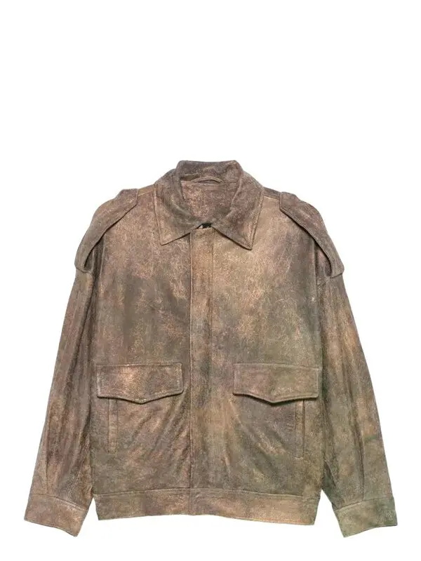 GIORGIO BRATO Distressed-effect Epaulette Jacket - Brown