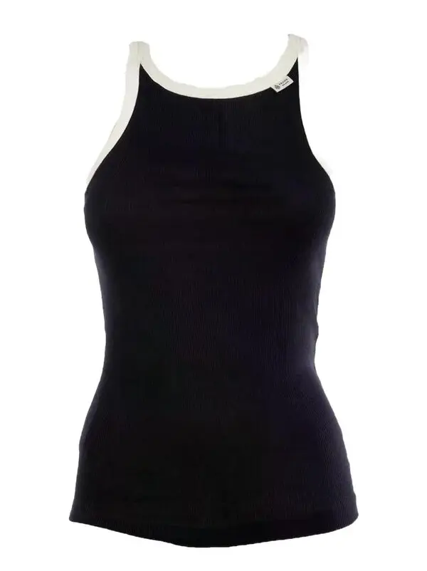 Prada Ribbed-knit Contrast-trim Top - Black