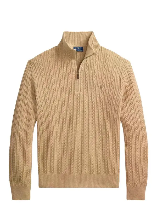 Polo Ralph Lauren Cable-knit Quarter-zip Sweater - Neutrals
