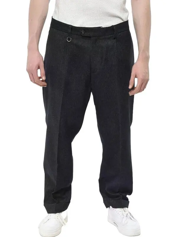 PAOLO PECORA Pleated Turn-up Trousers - Grey