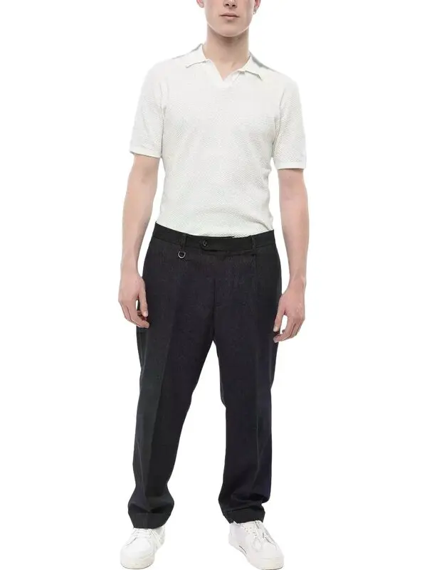 PAOLO PECORA Pleated Turn-up Trousers - Grey