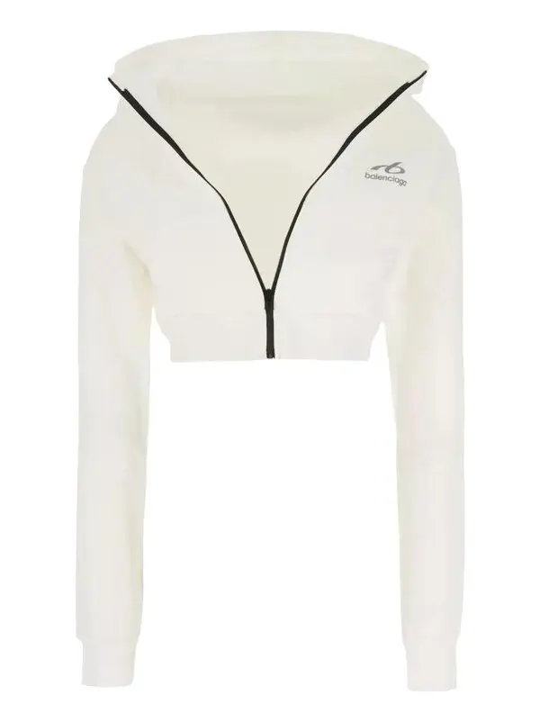 Balenciaga Cropped Zip-up Hoodie - White