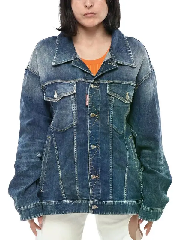 Dsquared2 Icon Oversized Denim Jacket - Blue