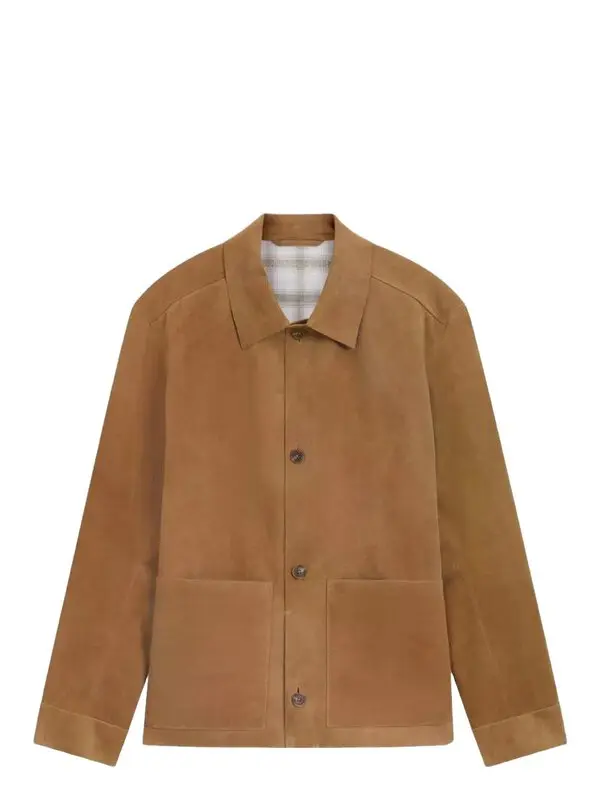 BOSS Suede Button-up Leather Jacket - Neutrals