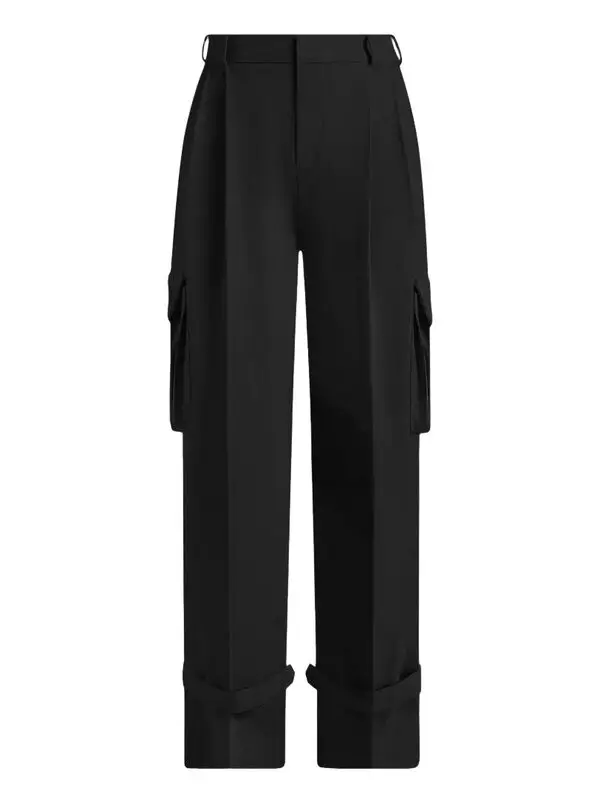 Manière De Voir Danielle Tailored Pleated Cargo Trousers - Black