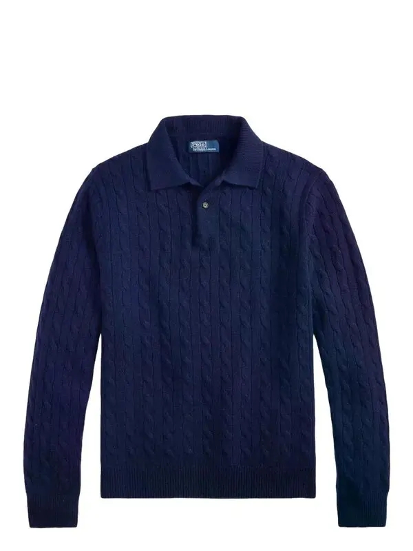 Polo Ralph Lauren Cable-knit Polo-collar Sweater - Blue