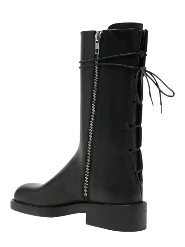 ANGELICA MONTINI Lace-up Leather Boots - Black