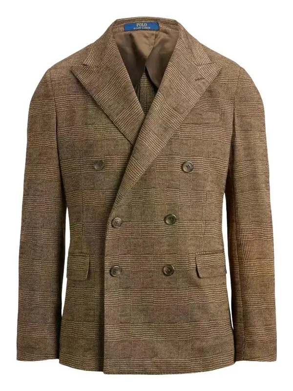 Polo Ralph Lauren Polo Soft Double-breasted Check Jacket - Brown