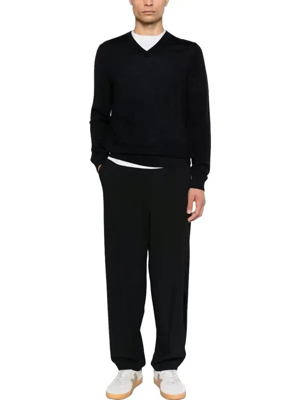 Giorgio Armani Elasticated-waistband Straight-leg Trousers - Blue