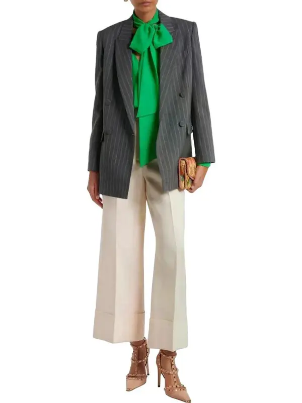 Valentino Garavani Pinstriped Double-breasted Jacket - Grey