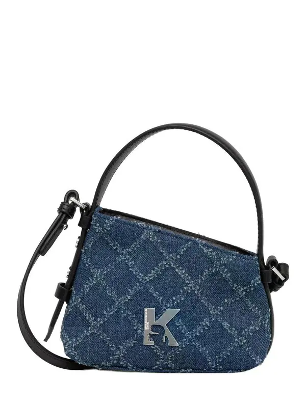Karl Lagerfeld Logo Plaque Quilted Denim Crossbody Bag - Blue