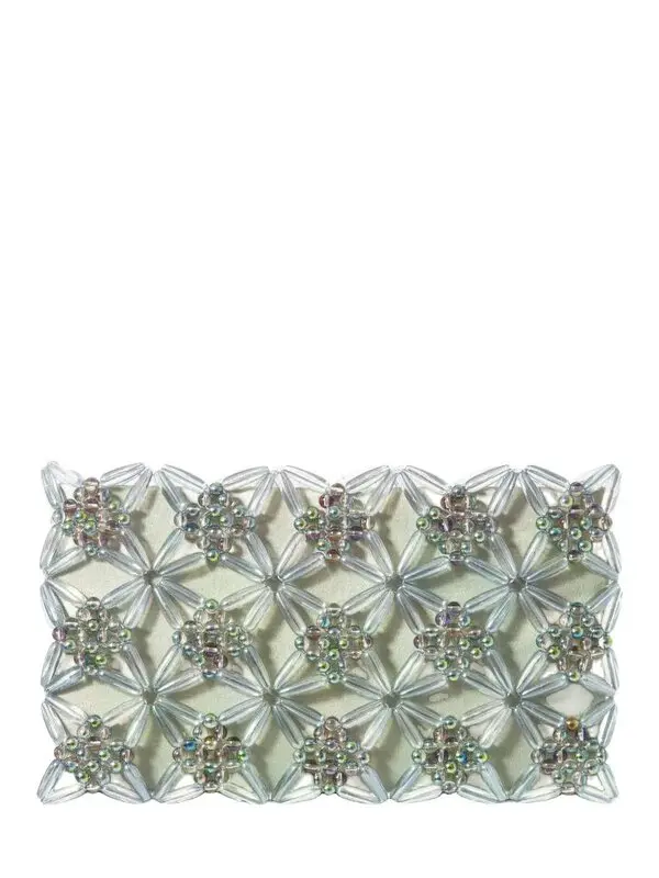 0711 TBILISI Rhea Bead-embellished Clutch Bag - Grey