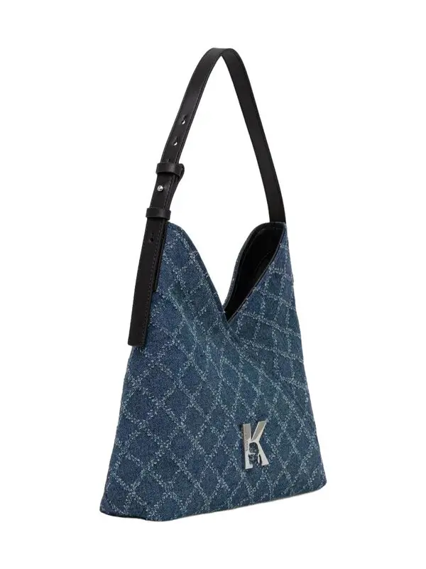 Karl Lagerfeld Logo-plaque Monogram-pattern Shoulder Bag - Blue