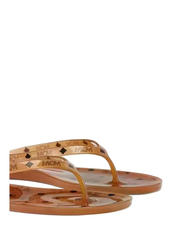 Mcm Visetos-print Flip Flops - Neutrals