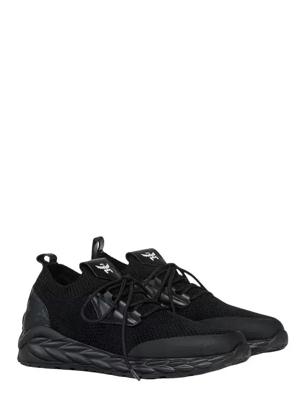 Mcm Logo-patch Knit Sneakers - Black
