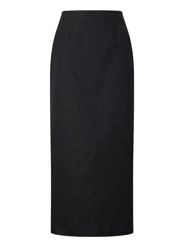 Cecilie Bahnsen Cbuka Cotton-blend Matelassé Midi Skirt - Black