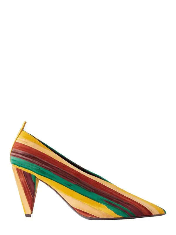 Loewe Origami 85 Striped Suede Pumps - Multi