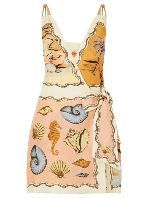 Farm Rio Rio Souvenir Printed Linen Mini Dress - Multi