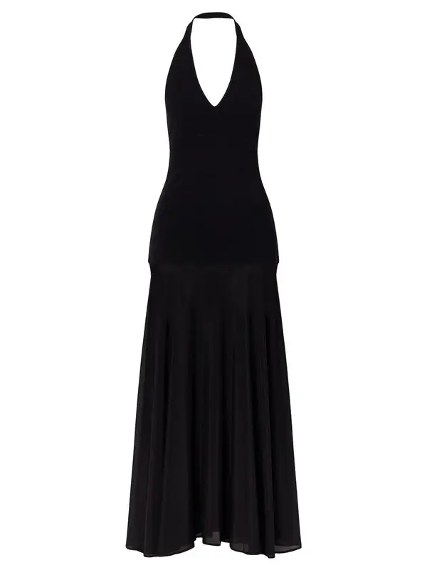 ST. AGNI Circle Mesh And Crepe Maxi Dress - Black