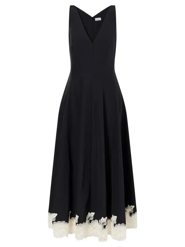 Simkhai Mira Lace-trimmed Cotton-blend Faille Maxi Dress - Black